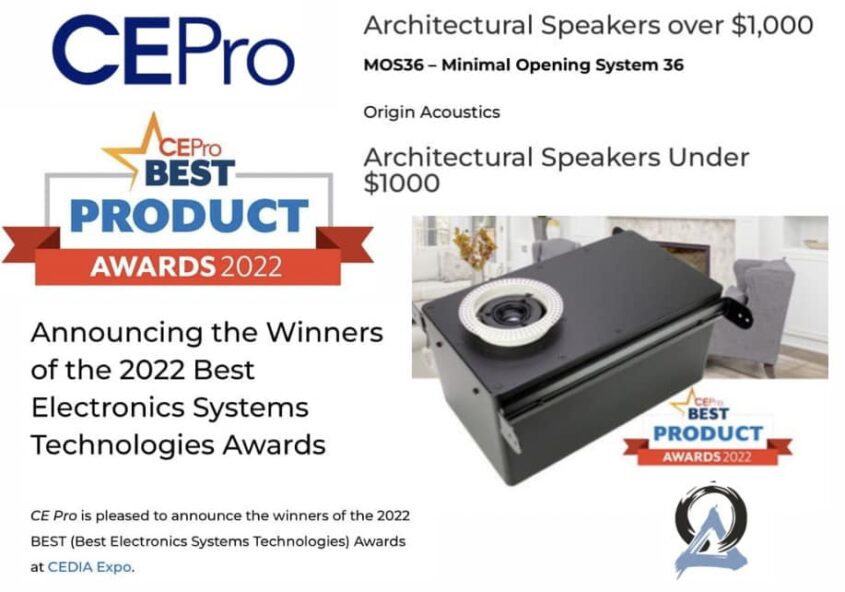 CEDIA 2022 CE Pro Best Product Award - Origin Acoustics Minimal Opening ...